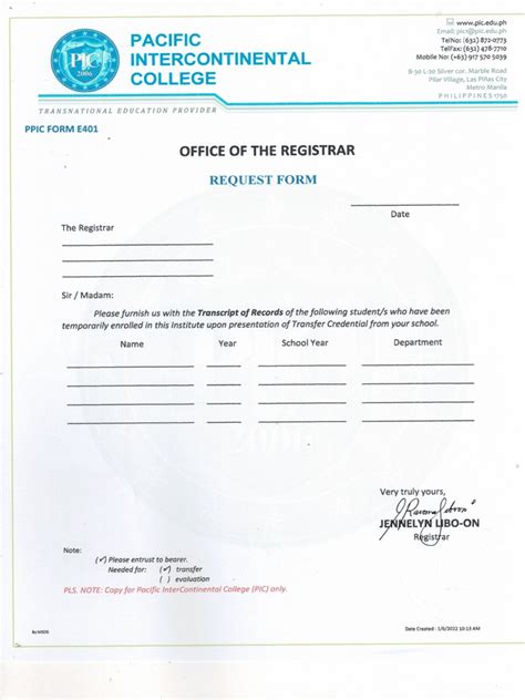 Tor Request Form Pdf