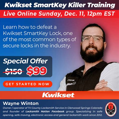 Live Online Training Kwikset Smartkey Killer Training December 11th 2022 12pm Est Uhs