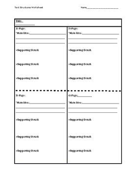 Text Structures Worksheet Non Fiction By Eugenia Serafin TPT