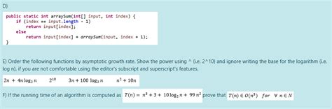 solved for the given algorithms specify what is the time