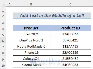 How To Add Text In The Middle Of A Cell In Excel Easy Methods