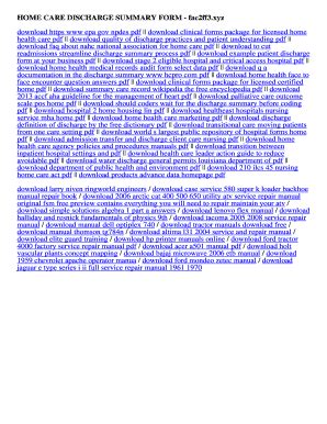 Fillable Online Fac Ff HOME CARE DISCHARGE SUMMARY FORM HOME CARE DISCHARGE SUMMARY FORM Fax