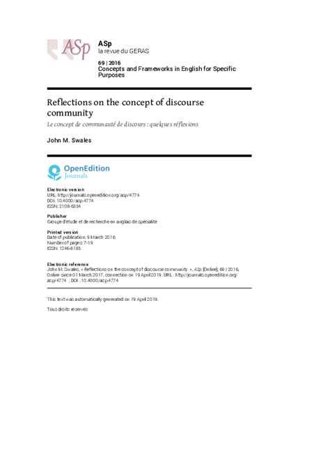 pdf reflections on the concept of discourse community