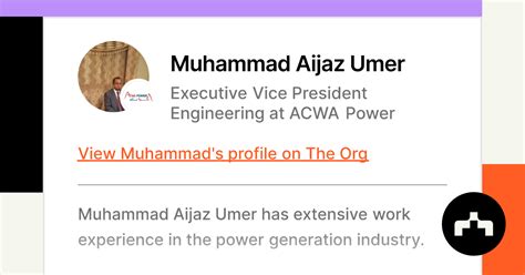 Muhammad Aijaz Umer Executive Vice President Engineering At Acwa