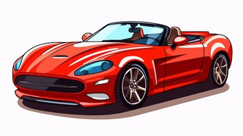 Red Convertible Sportscar Sticker On White Background Premium Ai