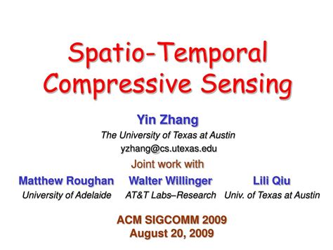 Ppt Spatio Temporal Compressive Sensing Powerpoint Presentation Free