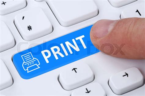 Push Print Button Printing On Printer From Computer Stock Image