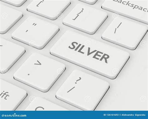 3d Render Of Computer Keyboard With Silver Button Stock Illustration
