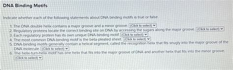 Solved Dna Binding Motifsindicate Whether Each Of The