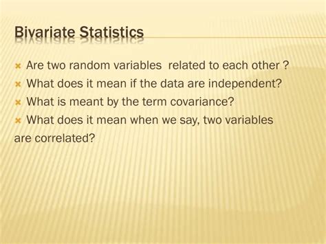 Ppt Exploring Bivariate Statistics Understanding Relationships
