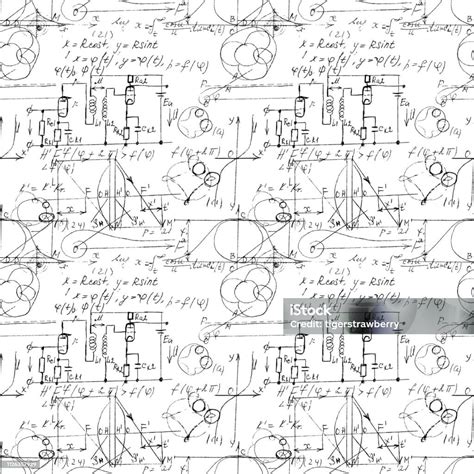 필기 수학 대수학 및 기하학 수식 및 그래프 함수 계산 및 작업 수학 완벽 한 텍스처 벡터입니다 물리학에 대한 스톡 벡터 아트