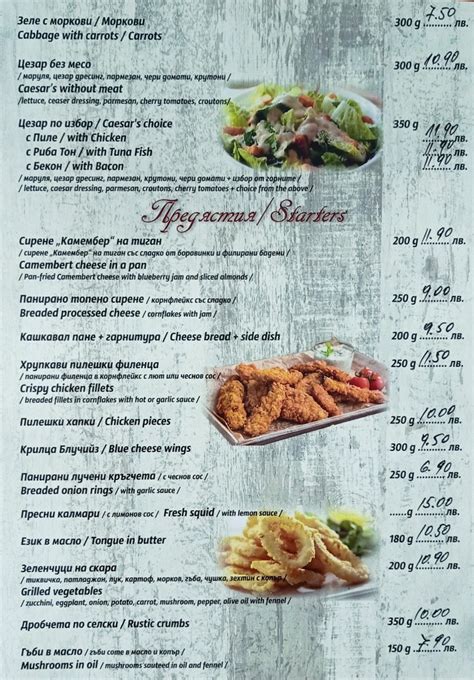 Пицария ИСКРА - МЕНЮ