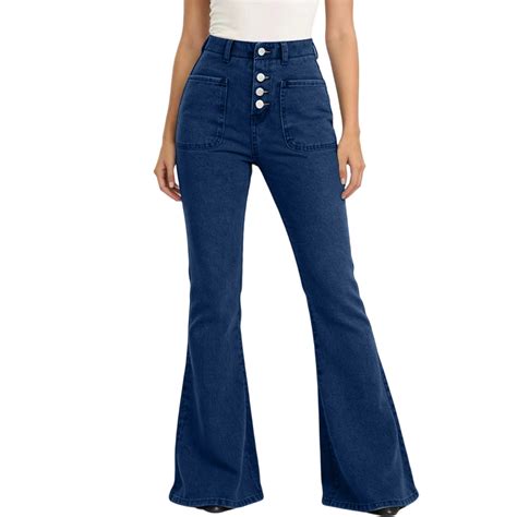 Gipqjk Women Bell Bottom Jeans High Waist Skinny Flared Jean Vintage