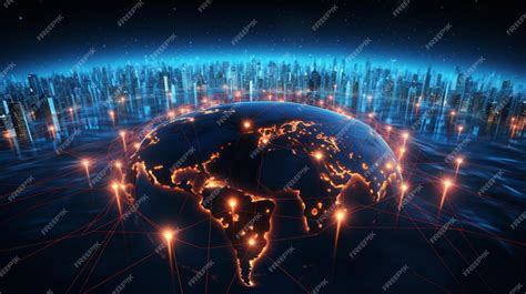 Premium Ai Image Glowing Futuristic Computer Network With Global