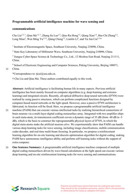 PDF Programmable Artificial Intelligence Machine For Wave Sensing And Communications