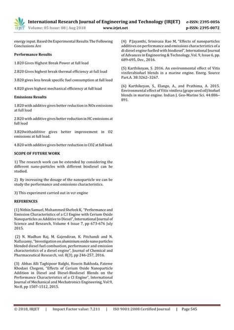 Irjet Experimental Investigation On Performance And Emissions