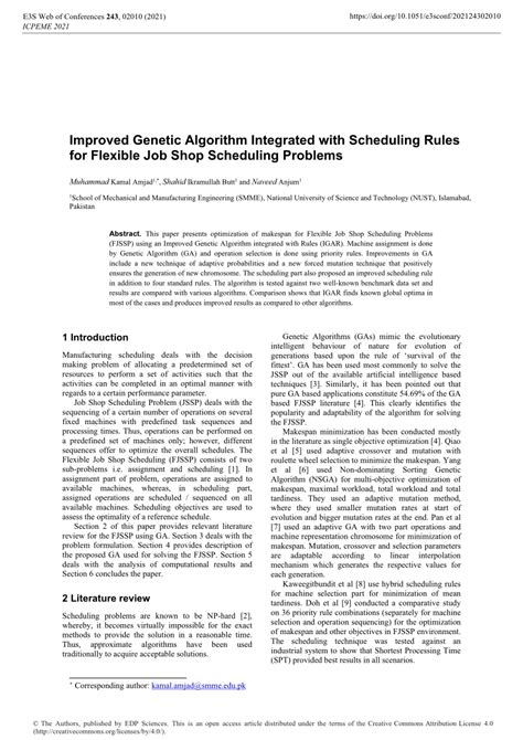 pdf improved genetic algorithm integrated with scheduling rules for