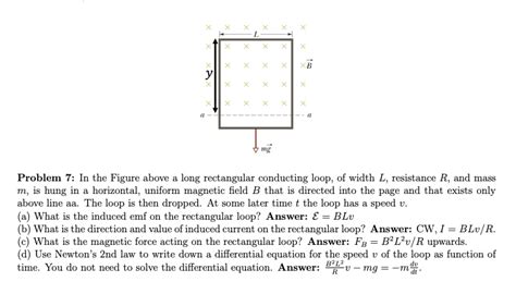 Problem 7 In The Figure Above Long Rectangular Conducting Loop Of Width