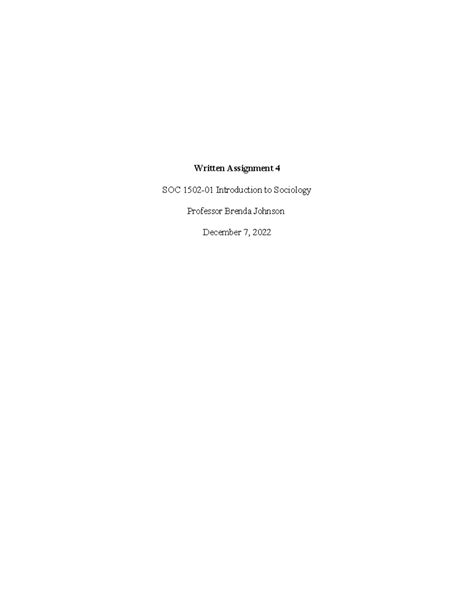 Written Assignment Unit 2 Written Assignment 4 Soc 1502 01