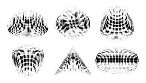 하프톤 원 도점 3d 구 의료 치료 화장품용 로고 엠블럼 디자인 요소 하프톤 원 도트 래스터 텍스처를 사용하는 글로브 아이콘 벡터 그림입니다 3차원 형태에 대한 스톡 벡터