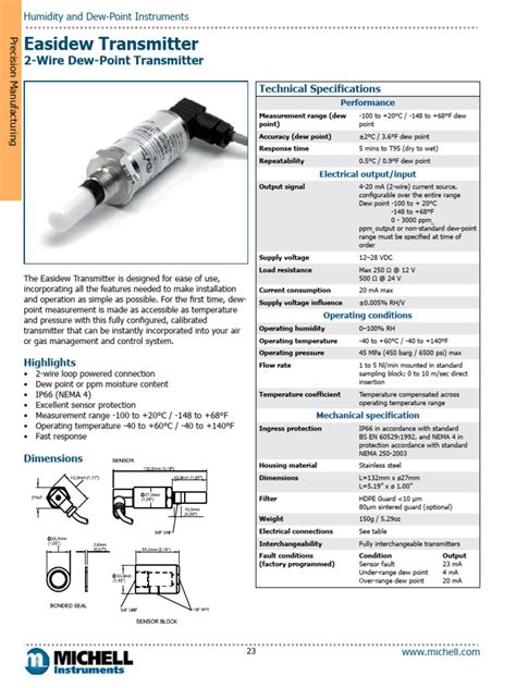 Easidew Dew Point Transmitter Pdf Electrical Engineering Electricity