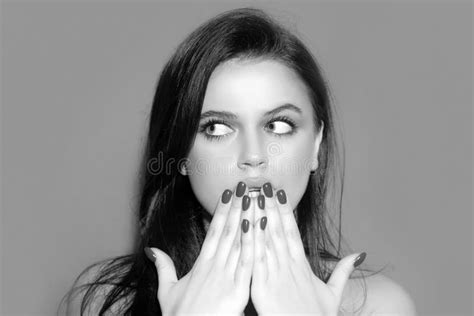 Girl Showing Tongue Woman Emotions Sensual Female Portrait Isolated