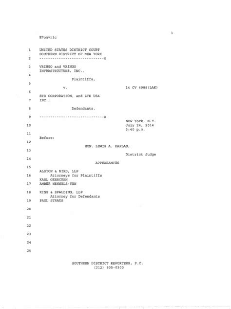 2014 07 24 Transcript Of Preliminary Injunction Hearing Injunction Lawsuit
