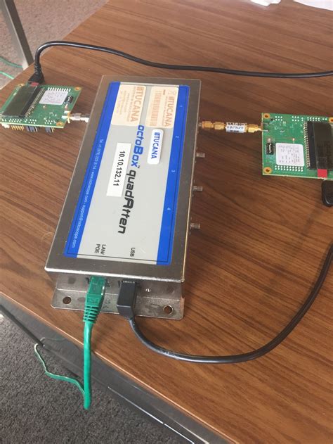 test setup with attenuator on the path between sender and receiver