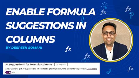 Step By Step Enable Formula Suggestions In Columns Msdynamicsblog By Deepesh