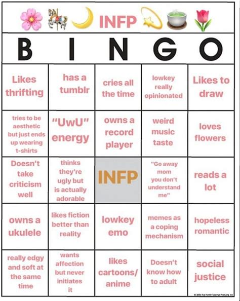 Bingo Template Templates Infp Personality Mbti Character Never The