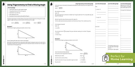 Trigonometry Finding Angles Home Learning Foundation