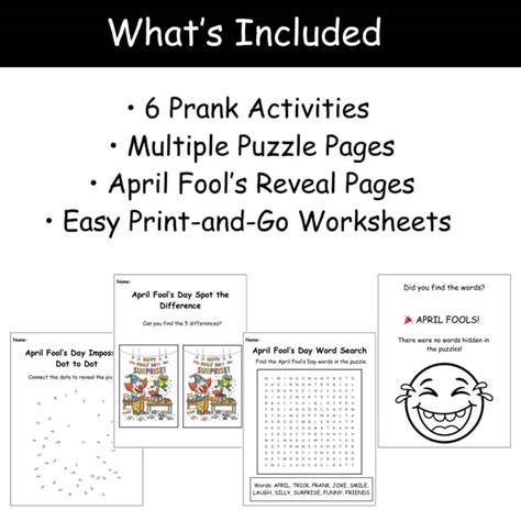 April Fools Day Prank Activities Bundle Funny Classroom Puzzles Games Pack