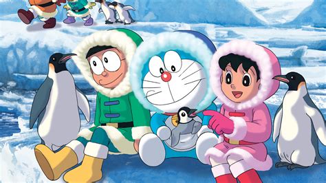 Wallpaper Doraemon Antarctica Cold Snow Penguins 3840x2160 Uhd 4k