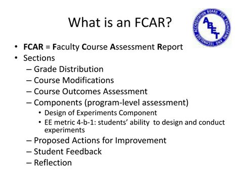 Ppt The Automated Faculty Course Assessment Report System Spring