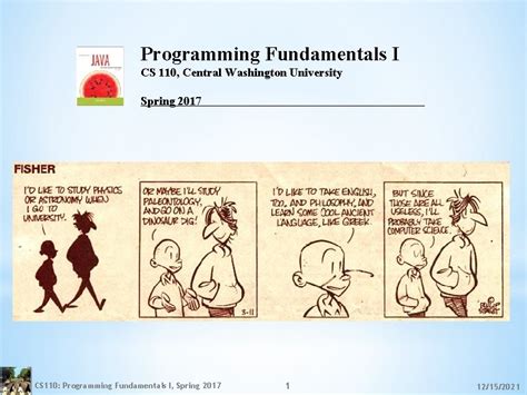 Programming Fundamentals I Cs 110 Central Washington University