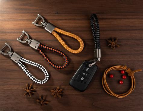 Handmade Braided Leather Keychain Wristlet Holidayts Etsy