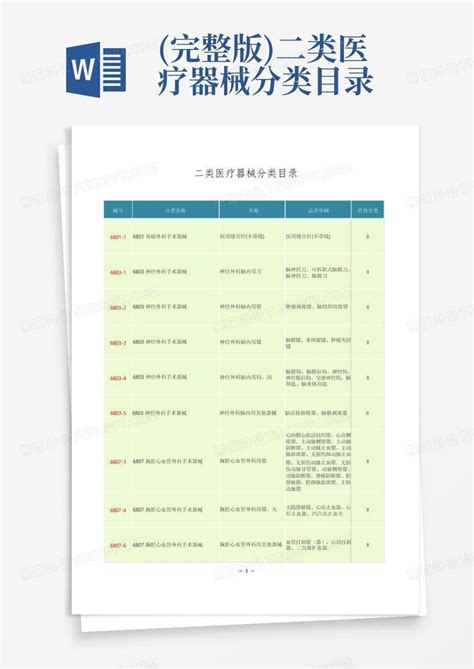 完整版 二类医疗器械分类目录word模板下载 编号lgakrgev 熊猫办公
