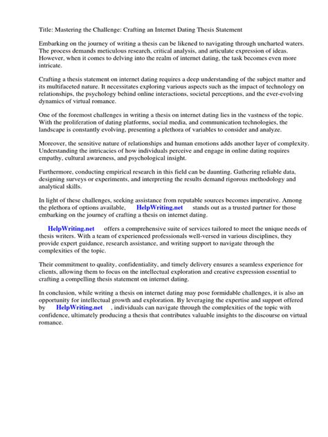 Internet Dating Thesis Statement Pdf Social Media Popular Culture