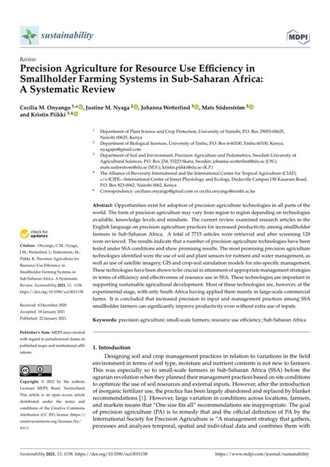 Pdf Precision Agriculture For Resource Use Efficiency In Smallholder Farming Systems In Sub