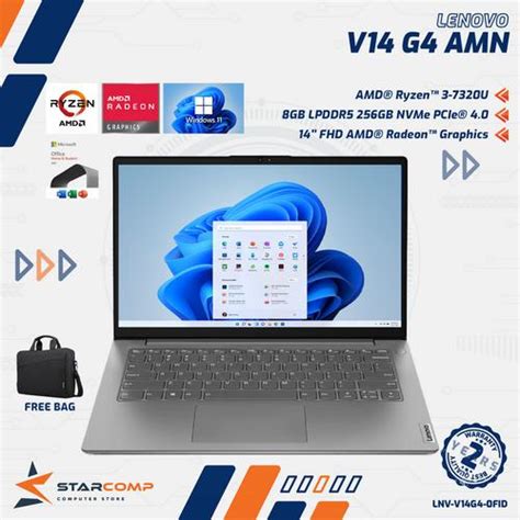 Promo LENOVO V14 G4 AMN AMD Ryzen 3 7320U 8GB SSD 256GB 14 FHD W11 OHS Cicil 0 3x Kab