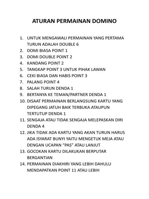 Aturan Permainan Domino Pdf