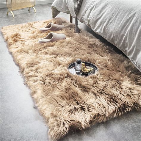 Mercer41 Malaiah Shag Faux Sheepskin Fur Area Rug In Beige And Reviews