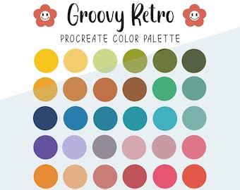 Groovy Procreate Palette Instant Digital Download Etsy
