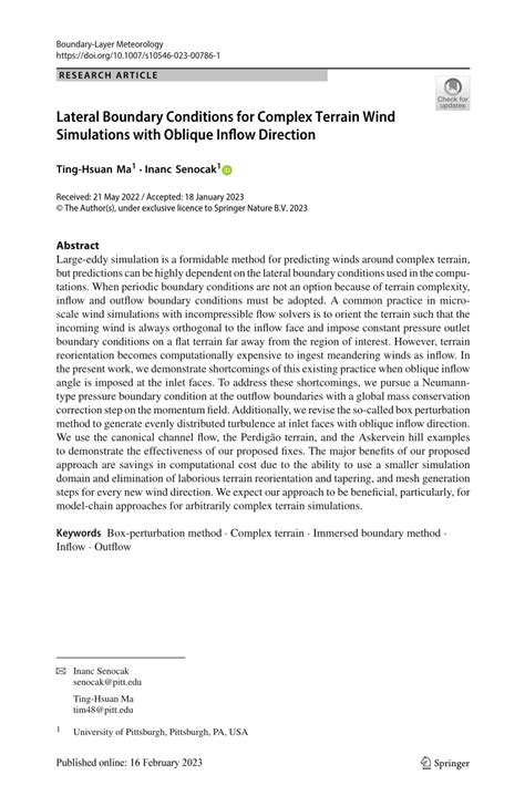 Pdf Lateral Boundary Conditions For Complex Terrain Wind Simulations With Oblique Inflow Direction