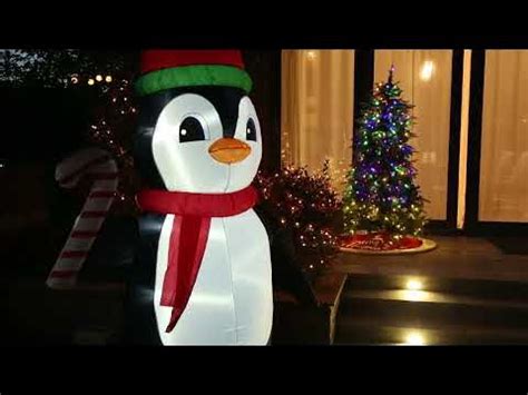 Glitzhome 8 Ft Lighted Inflatable Penguin Decor Youtube