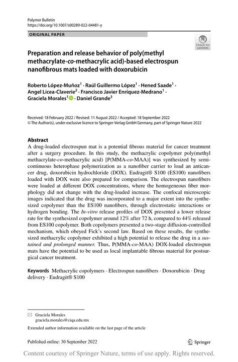 Preparation And Release Behavior Of Poly Methyl Methacrylate Co Methacrylic Acid Based
