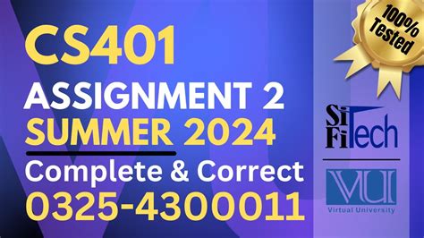 Cs401 Assignment 2 Solution 2024 Cs401 Assignment 2 Solution Summer