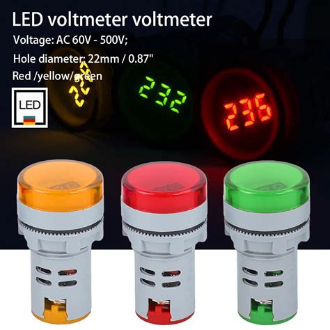 Led Digital Display Gauge Volt Voltage Meter Indicator Signal Lamp Voltmeter Lights Tester Combo