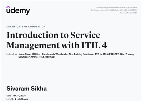 Sivaram Sikha On Linkedin Completed Itil 4 Foundation Course