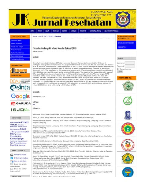 Faktor Resiko Penyakit Infeksi Menular Seksual Ims Tuntun Jurnal Kesehatan Pdf Sexually